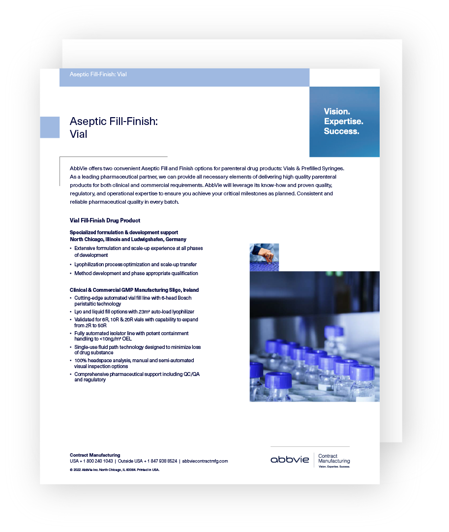 Aseptic Fill Finish Manufacturing – Prefilled Syringe & Vials CMO